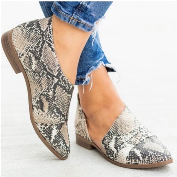 Shoes | New Snake Print Cut Out Flats | Poshmark